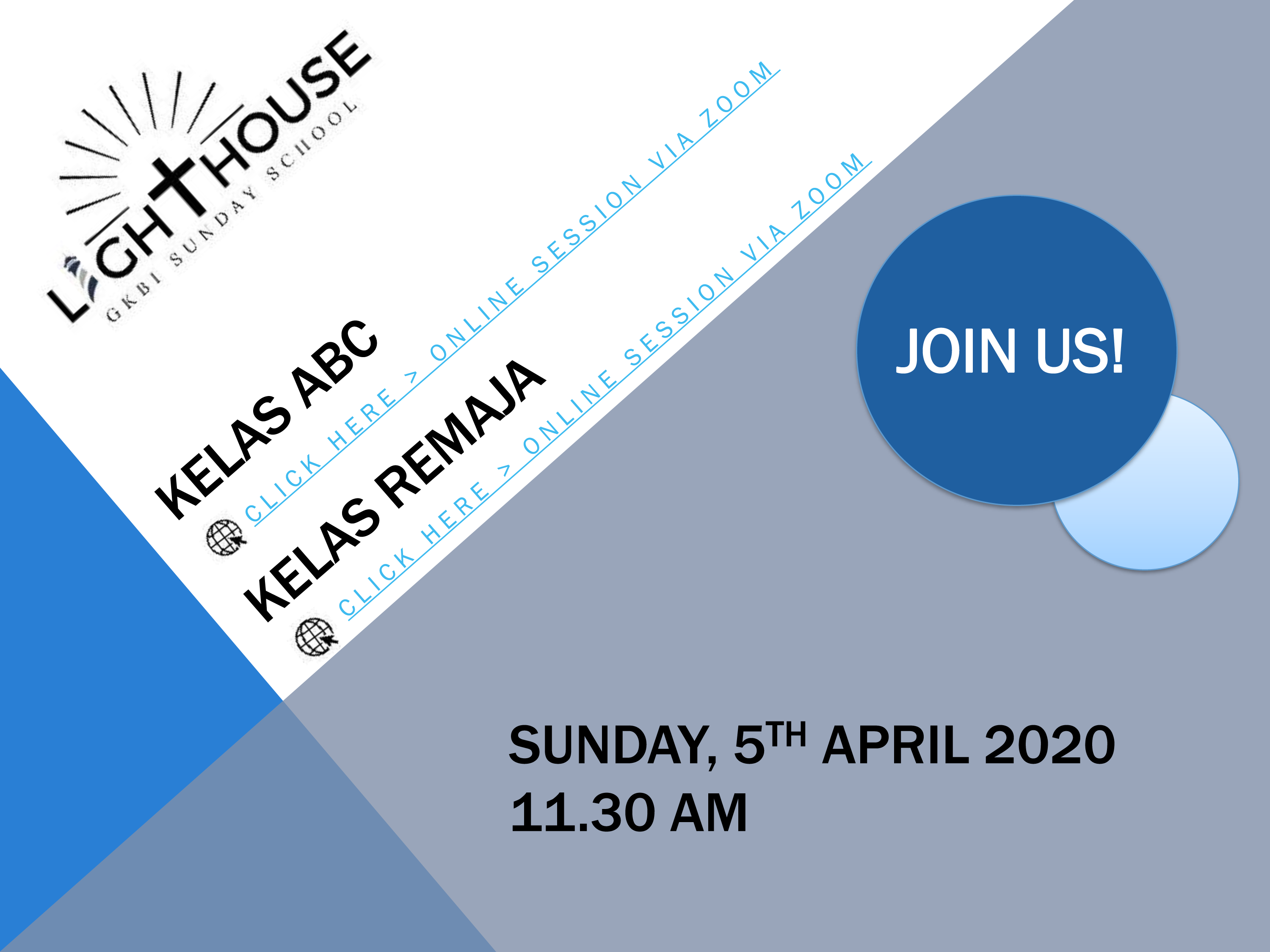 Lighthouse Sunday School 5 Apr 2020 – Gereja Kristen Berbahasa Indonesia